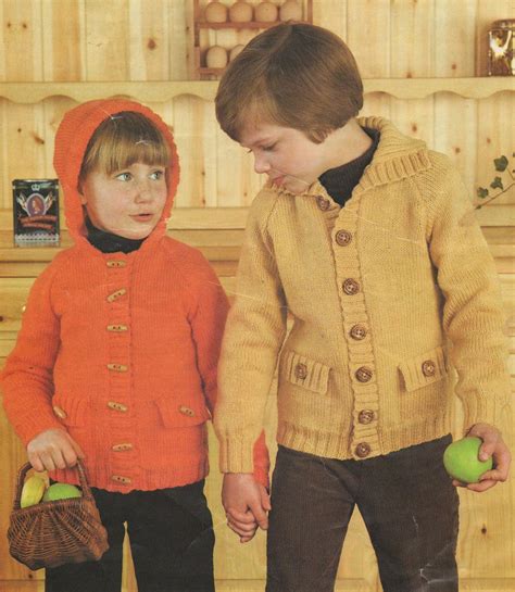 Hooded Jacket Knitting Pattern Pdf Boys Or Girls 22 24 26 28 30 And