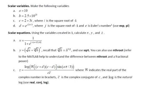 Solved A Scalar Variables Make The Following Variables A