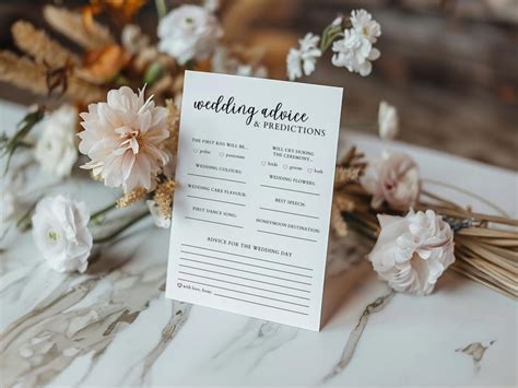Wedding Day Predictions Game Advice For The Bride Cards Printable