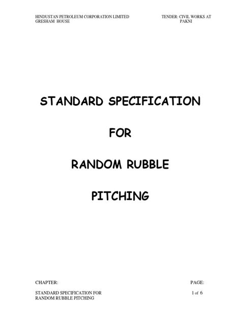 Specification For Stone Pitching Pdf Business