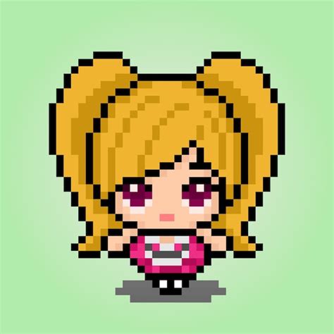 Premium Vector 8 Bit Of Pixel Womens Character Anime Cartoon Girl In