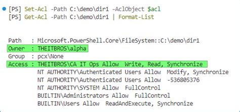 how to use get acl and set acl cmdlets when managing ntfs permissions for a file or folder with