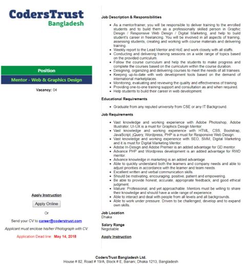 Coderstrust Bangladesh Ltd Coderstrust Job Circular