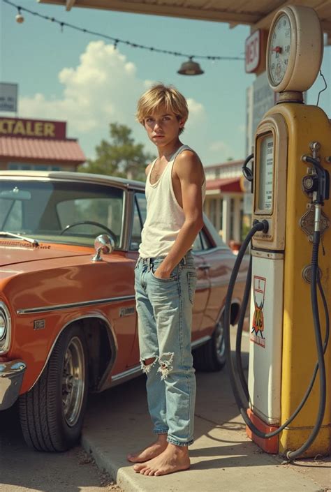 Realistic 1970s Photo Of A Boy Age 17 Short Blond Hair Blue Eyes