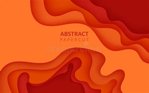 Abstract Colorful Orange Dynamic Wavy Layers Papercut Style Background Stock Vector