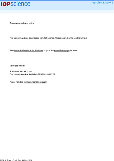 Pdf Time Reversal Acoustics