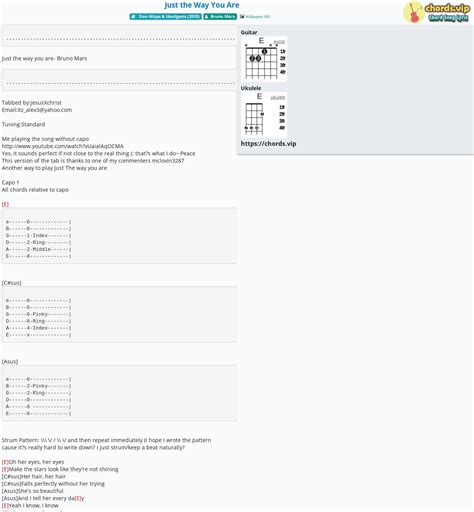 Chord Just The Way You Are Tab Song Lyric Sheet Guitar Ukulele