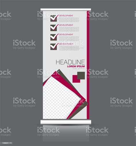 롤업 수직 배너 스탠드 템플릿입니다 비즈니스 교육 프레 젠 테이 션 광고에 대 한 추상적인 배경 개념 가리기에 대한 스톡 벡터 아트 및 기타 이미지 Istock