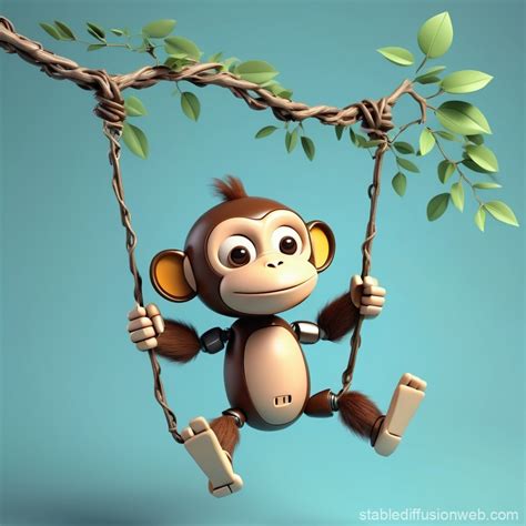 Cute 3d Monkey Robot Swinging Stable Diffusion Online
