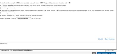 a simple random sample of 60 items resulted in a