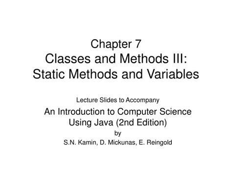 Ppt Chapter 7 Classes And Methods Iii Static Methods And Variables Powerpoint Presentation
