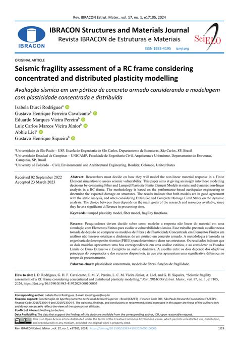 PDF Seismic Fragility Assessment Of A RC Frame Considering Concentrated And Distributed