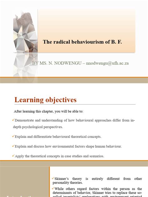 B F Skinner Radical Behaviourism Theory Pdf Reinforcement