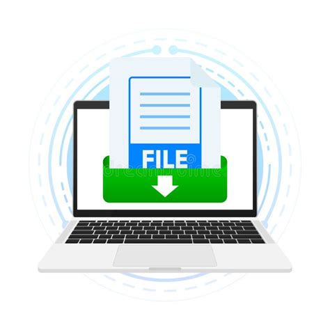 Document File Download On Device Screen Document Icon Downloading Files Concepts Vector
