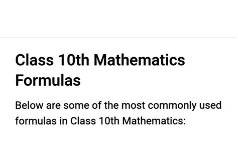 Solution Maths Chapter Wise Formulas For Class 10th Studypool Solution Maths Chapter Wise Formulas For Class 10th Studypool