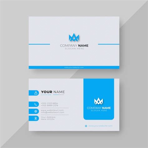 전문 우아한 파란색과 흰색 현대 명함 디자인 서식 파일 프리미엄 벡터