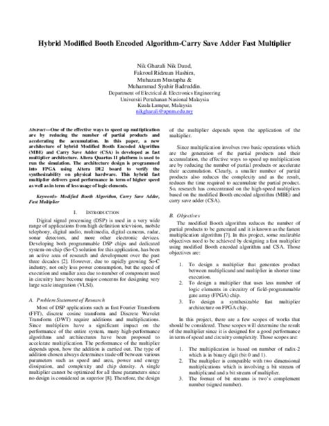 Pdf Hybrid Modified Booth Encoded Algorithm Carry Save Adder Fast