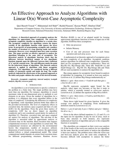 pdf an effective approach to analyze algorithms with linear o n