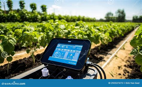 Stockphoto Automated Irrigation System Using Iot Showing Tablet With Reduced Water Use