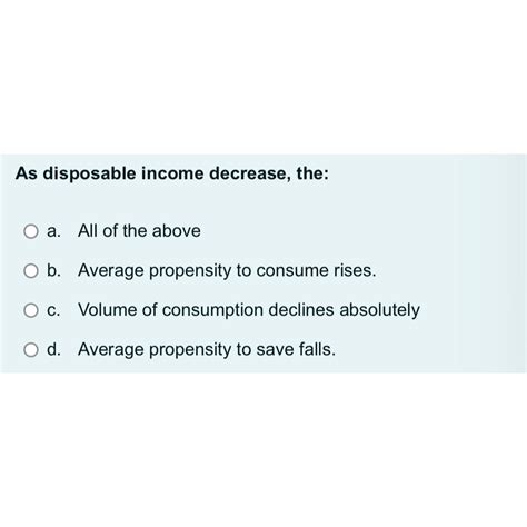 Solved As Disposable Income Decrease Thea ﻿all Of The