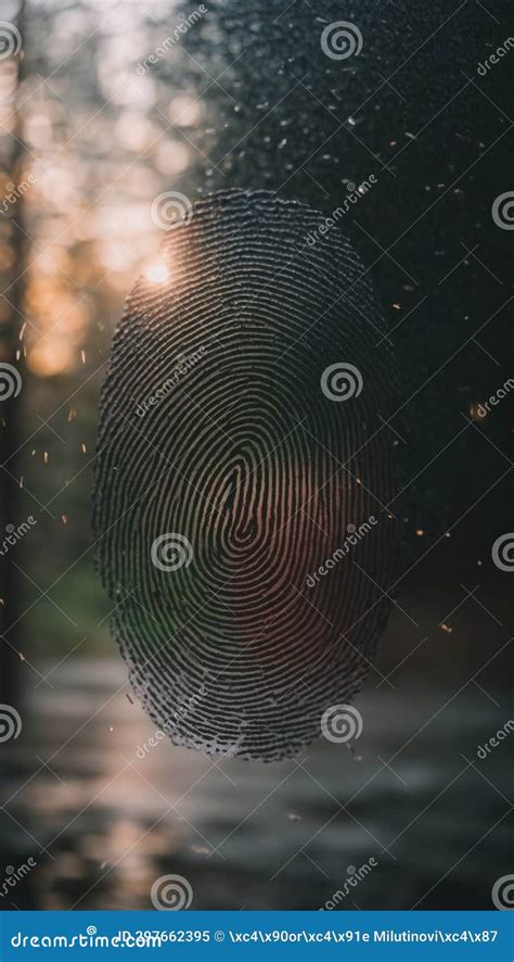 Partial Fingerprint On Window Background Minimal Abstract Rime Or Mystery Concept Stock