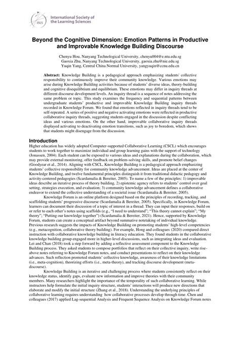 Pdf Beyond The Cognitive Dimension Emotion Patterns In Productive And Improvable Knowledge