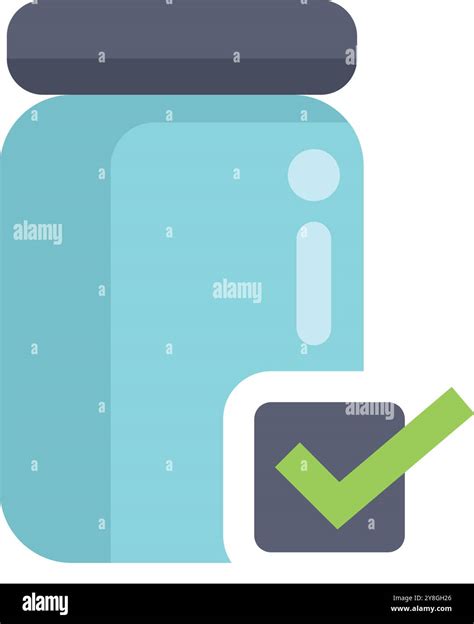 Simple Icon Of A Blue Jar Receiving A Passing Check Mark Approval