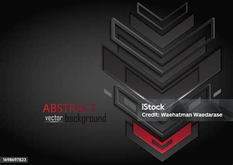 빨간색과 회색 선 화살표 및 각도가 있는 검은색 추상 수평 배너입니다 어두운 현대 스포티 밝은 미래 배경입니다 벡터 그림 Eps10 0명에 대한 스톡 벡터 아트 및 기타