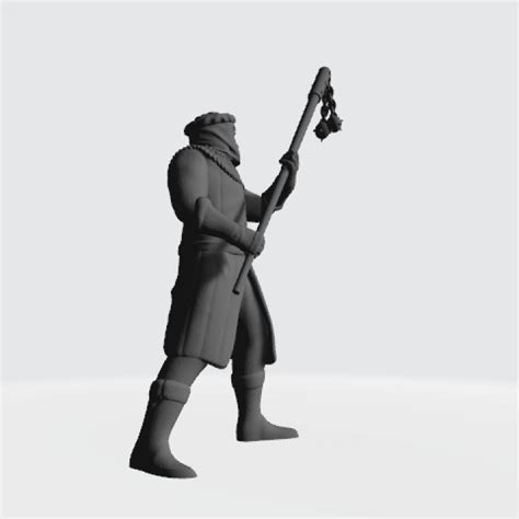 3d Printable Medieval Infantry With Flail Pole Weapon By Northern