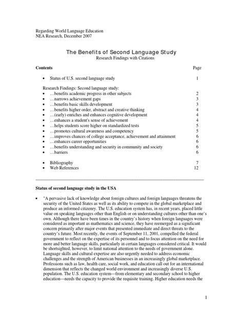 Benefits Of Second Language Pdf Foreign Language Multilingualism