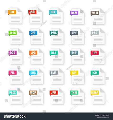 Common System File Formats Document Types เวกเตอร์สต็อก ปลอดค่าลิขสิทธิ์ 2222858739