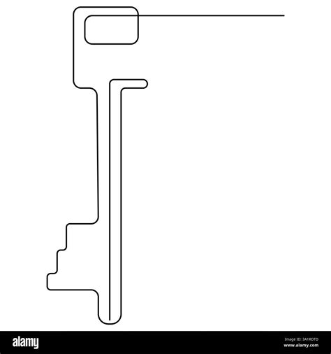 Key Icon Continuous Single Line Art Drawing Outline Vector Hand Drawn Illustration Stock Vector