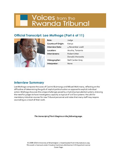 Fillable Online Official Transcript Lee Muthoga Highlight In This