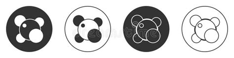 Black Molecule Icon Isolated On White Background Structure Of Molecules In Chemistry Science