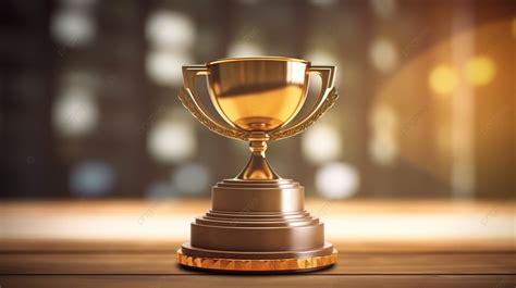 비즈니스 성공과 스포츠 우수성을 상징하는 연단에 있는 챔피언 트로피의 3d 렌더링 트로피 3d 챔피언 트로피 컵 배경