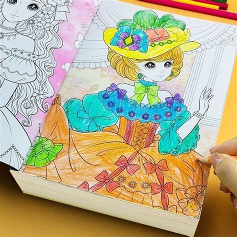 สมุดระบายสี สมุดภาพเจ้าหญิง ปริ๊นเซที่สมบูรณ์แบบระบายสีสาวระบายสีเด็กสมุดระบายสีเด็ก3 8ปีสาววาด