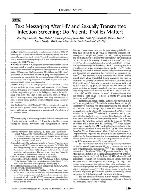 Pdf Text Messaging After Hiv And Sexually Transmitted Infection Screening Do Patients