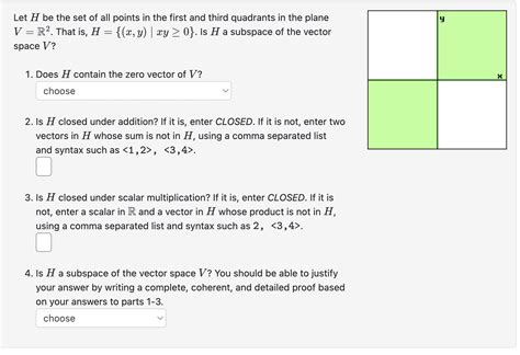 Solved Let H Be The Set Of All Points In The First And Third Chegg Com