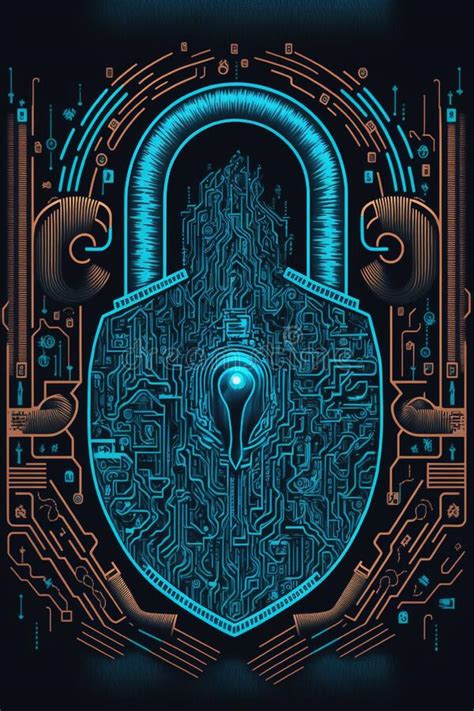 Composition Of Padlock Over Network Of Connections And Icons Created Using Generative Ai