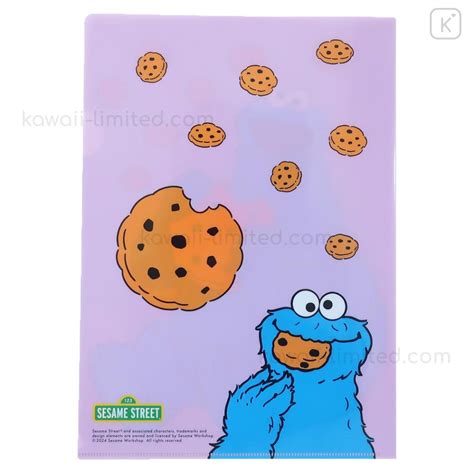 Japan Sesame Street A4 Clear File Folder Cookie Monster Purple