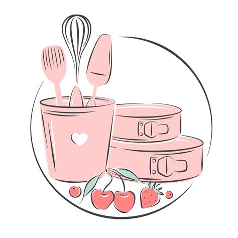 Pastry Shop Logo Set Of Tools For Making Pastries Cookies And Cakes
