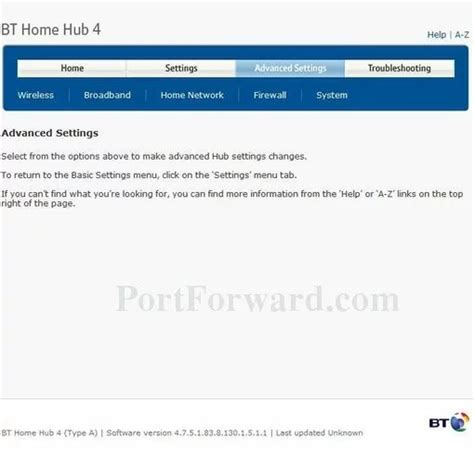 Simple BT Home Hub Router Port Forwarding