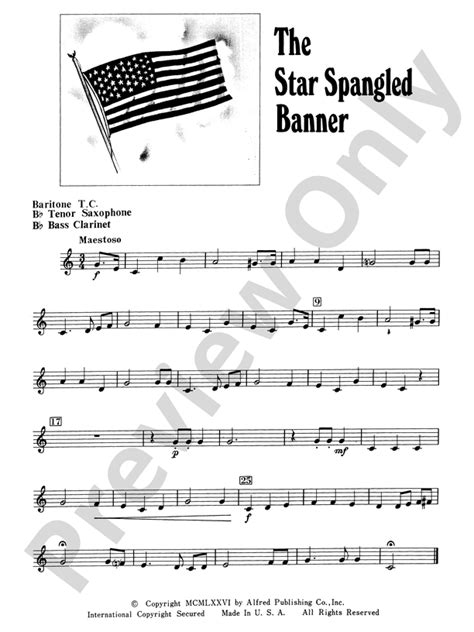The Star Spangled Banner Baritone Tc Baritone Tc Part Digital