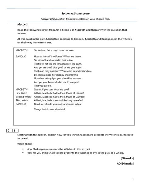 Macbeth Essay Questions Pdf Macbeth