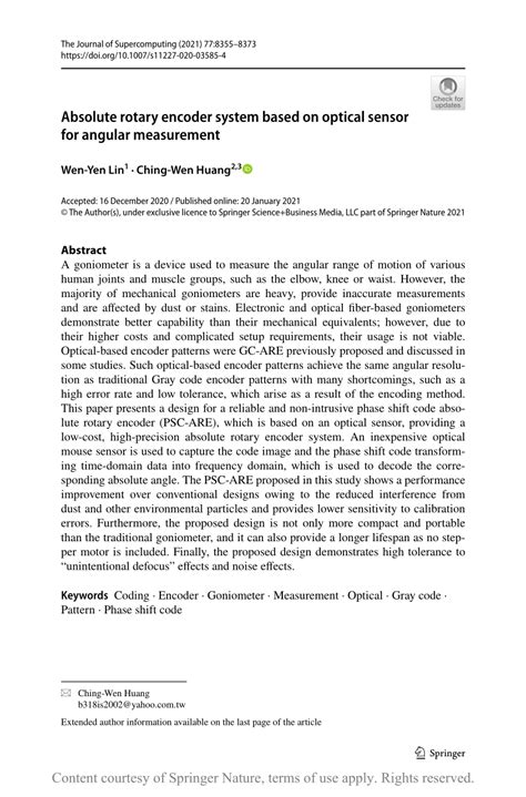 Absolute Rotary Encoder System Based On Optical Sensor For Angular