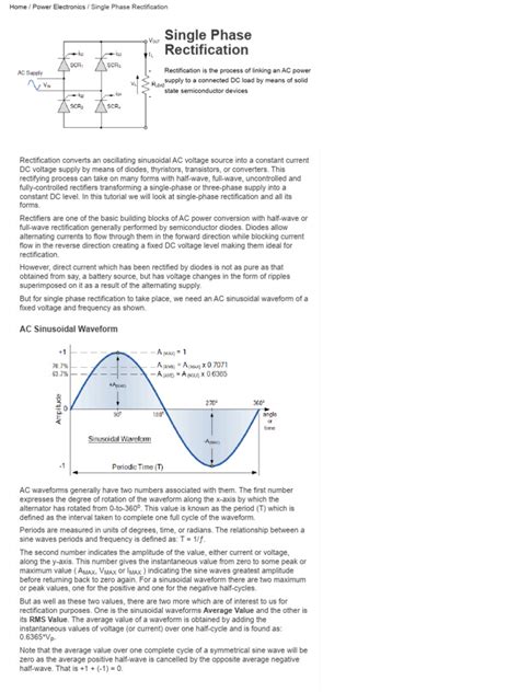 Rectification Of A Single Phase Supply Pdf Rectifier Root Mean Square