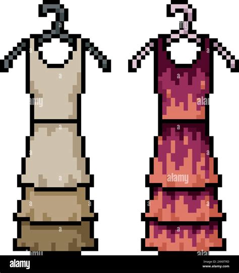 Pixel Art Of Woman Fancy Dress Isolated Background Stock Vector Image