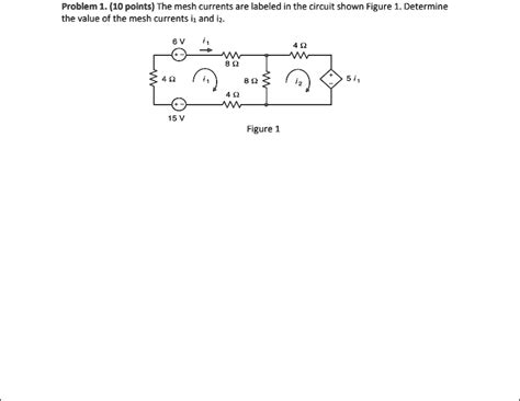 SOLVED Problem 1 10 Points The Mesh Currents Are Labeled In The Circuit Shown Figure 1