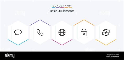 basic ui elements 25 line icon pack including reload login world