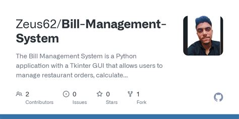 Github Zeus62bill Management System The Bill Management System Is A Python Application With